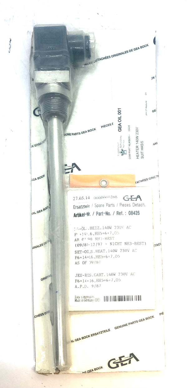 BOCK GEA CRANKCASE HEATER 140W 230V OEM # 08426 SUIT HG5 HG6 HA5 HA6 H ...